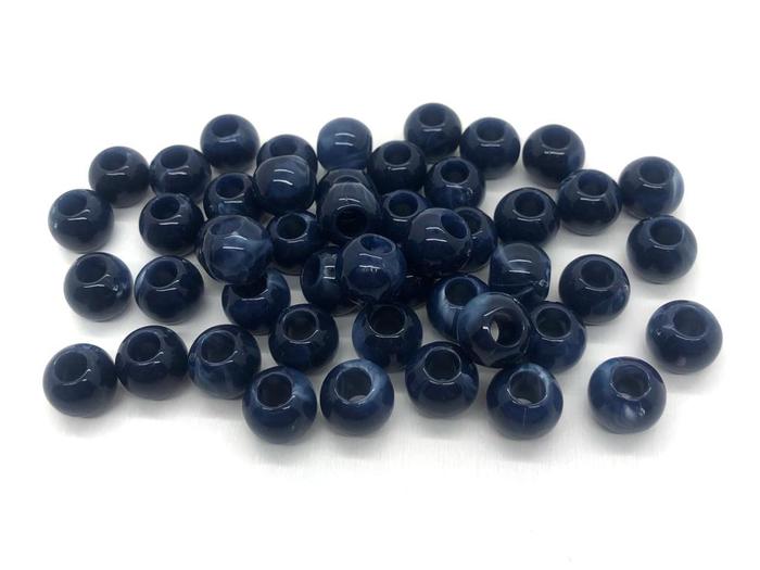 Jual 450 gr Mote Corak Lilin / Marmer Bulat Lubang Besar - Biru, 10mm ...