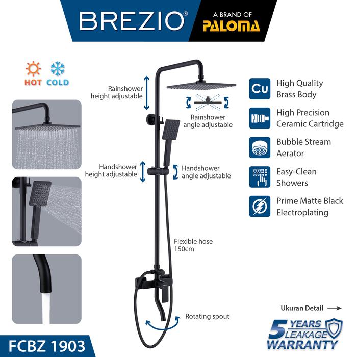 Promo BREZIO FCBZ 1903 Shower Tiang Set Column Mandi Keran Kran Panas Dingin Cicil 0% 3x ...