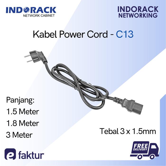 Jual Indorack Kabel Power Cord Type C13 Panjang 1.5M 3M Tebal 3 x 1.5mm SNI - 1,8M - Jakarta ...