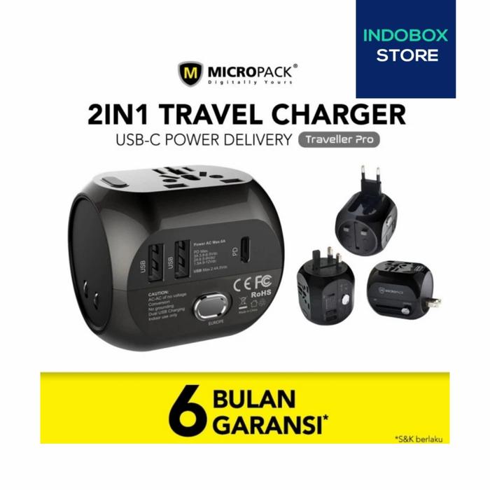 Jual Micropack Travel Adapter with 2 USB A and PD Charging Port - 18 ...