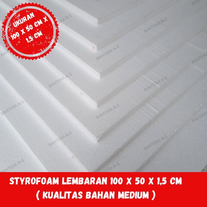 Jual papan styrofoam 1,5 cm medium / styrofoam lembaran 100 x 50 x 1,5 ...