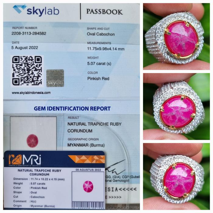 Jual Batu Rare Langka Trapiche Ruby Burma Myanmar Sertifikat 5.07 crt ...