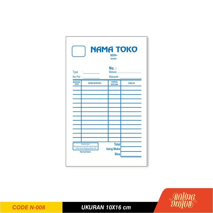 Jual Cetak Nota Olshop Nota Penjualan Nota 2ply Nota Rangkap 2 custom ...