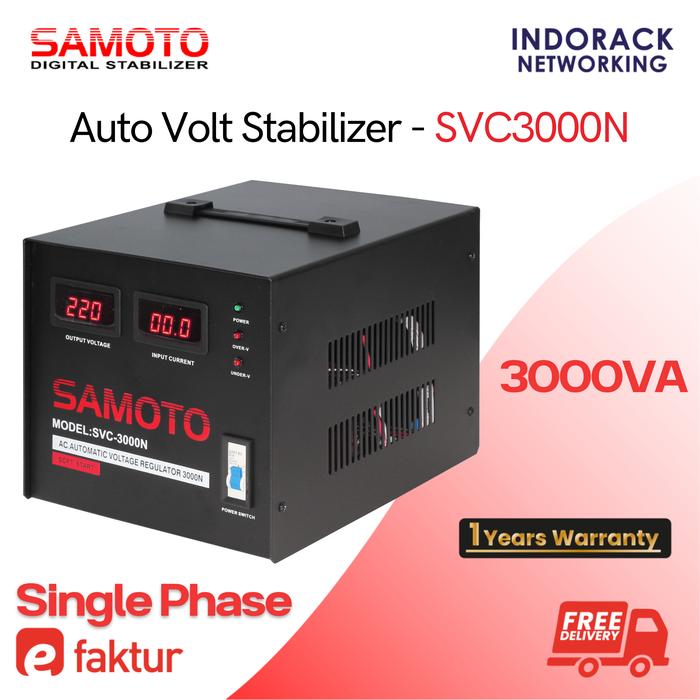 Jual SAMOTO Digital Stabilizer Listrik Single Phase 3000VA Stabiliser ...