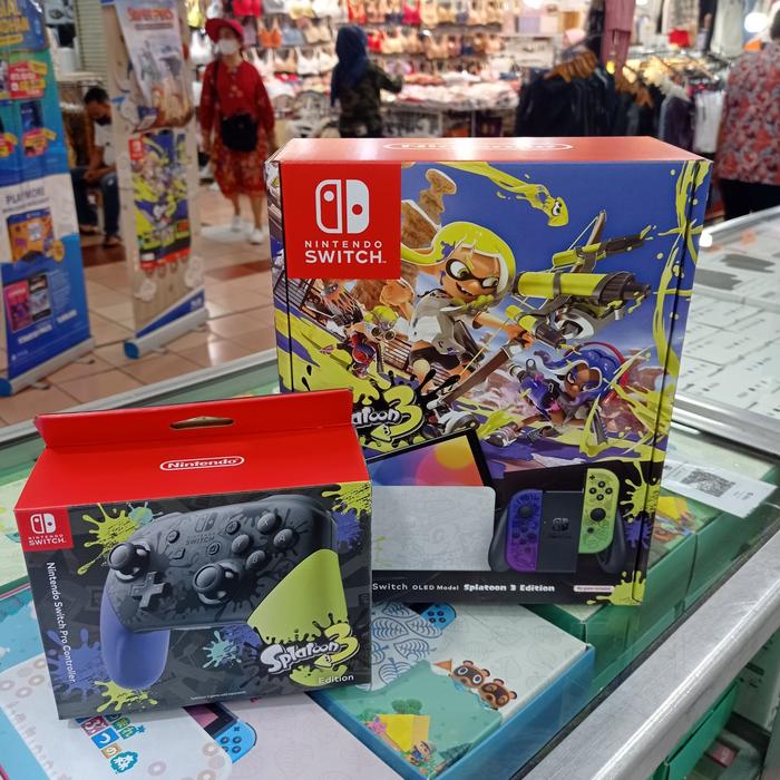 Jual nintendo switch oled splatoon 3 edition free pro controller ...