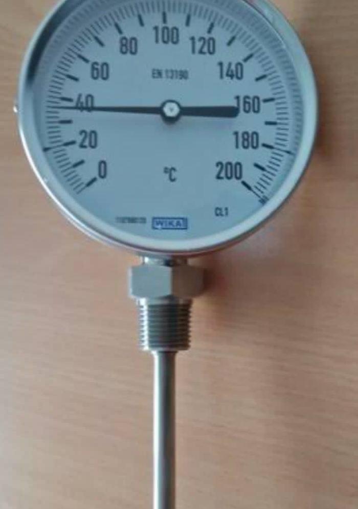 Jual Termometer gauge Wika 4" full SS 0-200C drat 1/2" NPT stik 10Cm ...