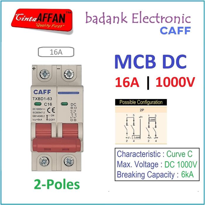 Jual CAFF MCB DC 2P 1000V C16 16A Circuit Breaker Solar PV Panel Surya PLTS - Jakarta Timur ...