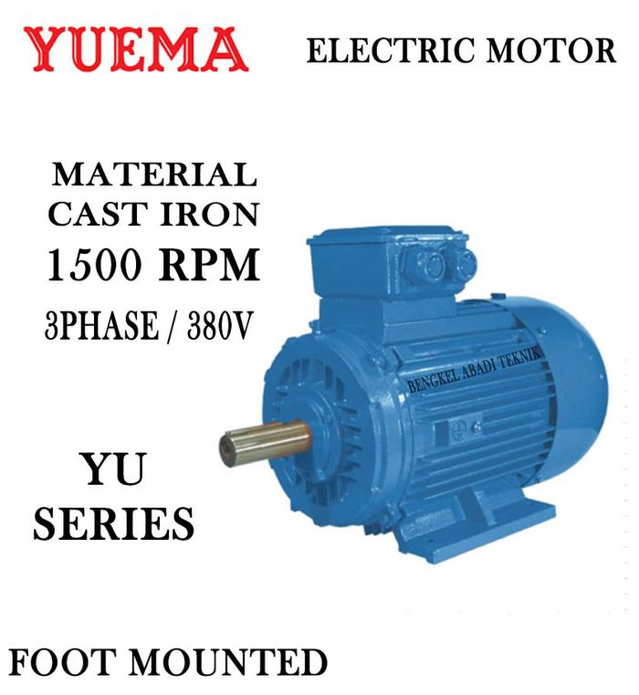 Jual ELECTRIC MOTOR YUEMA YU 2.2KW 3HP 4POLE 1500RPM 3PHASE B3 ...