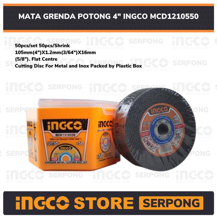 Jual MATA POTONG GRENDA POTONG 4" X 1.2MM (50 PC/SET) INGCO MCD1210550 ...