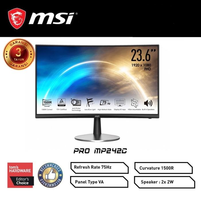Jual MSI PRO MP242C 23.6 FHD 1920x1080 75Hz 1ms Curved Monitor - Kota ...