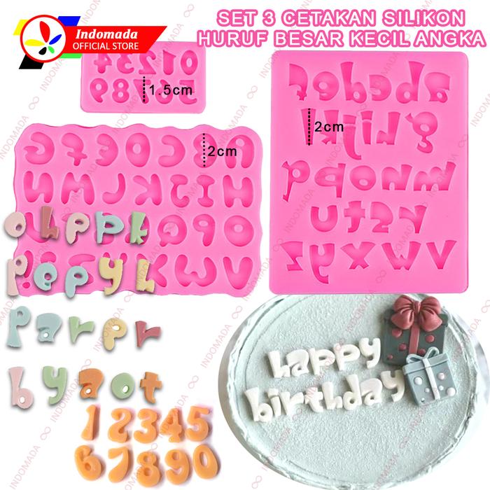 Jual Cetakan Huruf Besar Kecil Angka Tinggi 2cm Puding Coklat Alphabet ...