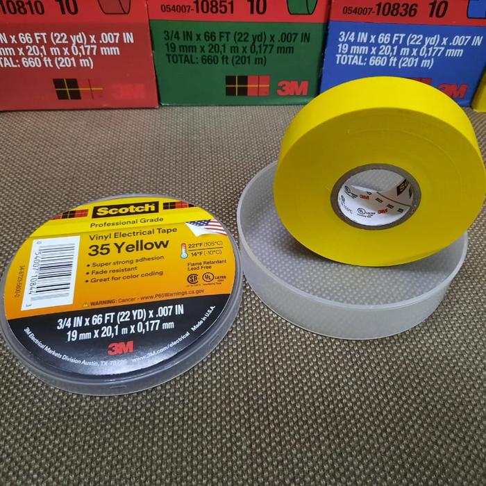 Jual 3M Scotch 35 Vinyl Electrical Tape Kuning 19mm × 20.1m × 0.177mm ...