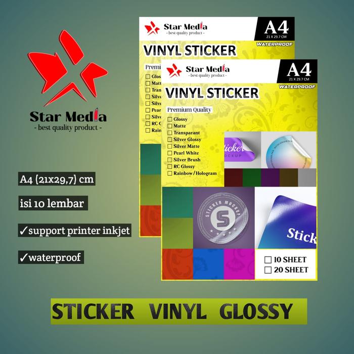 Jual Kertas sticker vinyl glossy isi 10 lembar A4/stiker vinyl ...