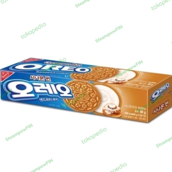 Jual Korea OREO CINNAMON BUN Flavour Sandwich Cookies Biscuit Kue ...