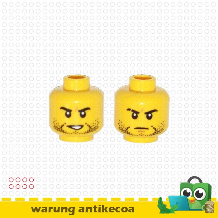Jual LEGO Part: Yellow Minifigure Head Dual Sided Beard Stubble Right ...