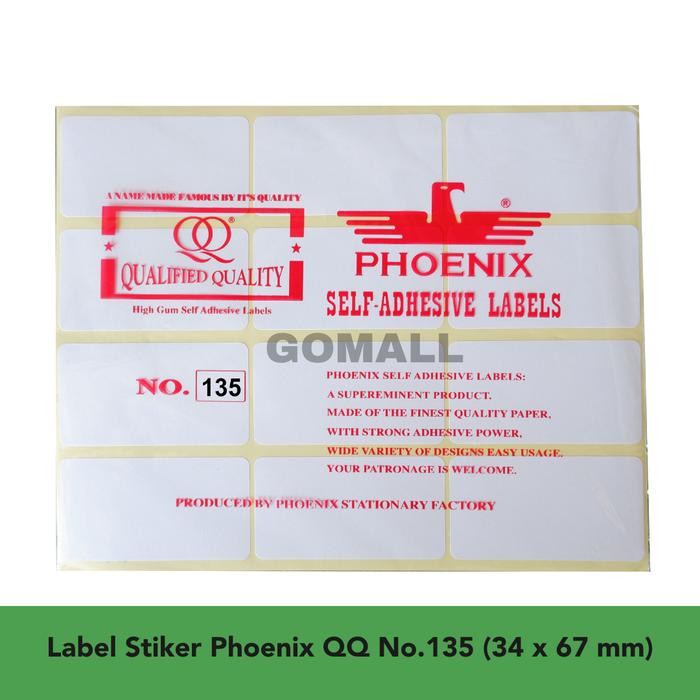 Jual Label Stiker Phoenix QQ No.135 Kertas Harga Nama Undangan 34 x 67 ...