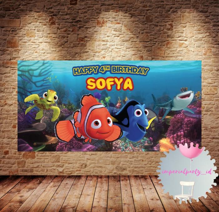 Jual Custom Backdrop Banner Spanduk Happy Birthday Finding Nemo Dory ...