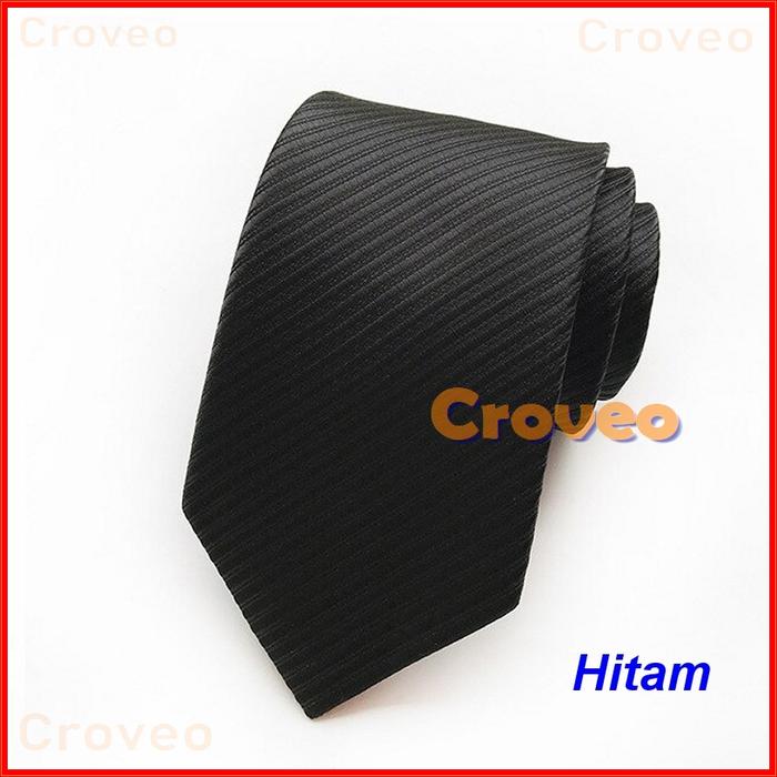 Jual Dasi Panjang Pria Hitam IMPORT 3 Kerja Kantor Formal Motif Garis ...
