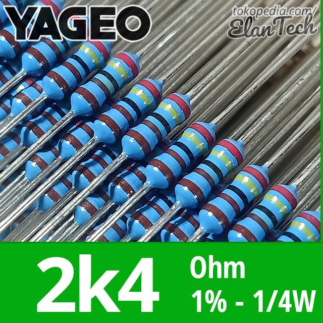 Jual Resistor Yageo 2k4 1/4W 1% 0.25W 1/4 W 2.4 Kilo Ohm ElanTech ...