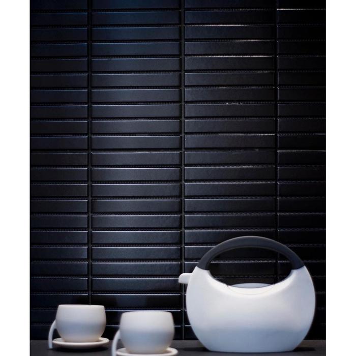 Jual Backsplash Tile Dapur Mosaic Venus Type Pottery Long Striped Black ...
