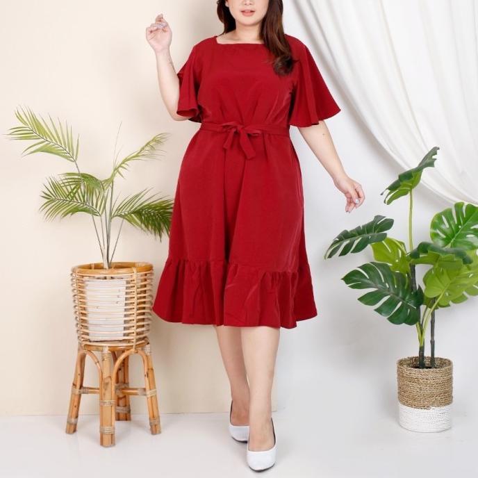 Jual Premium Midi Dress Qipao Cheongsam Modern Elegant Flowy Red Jumbo ...