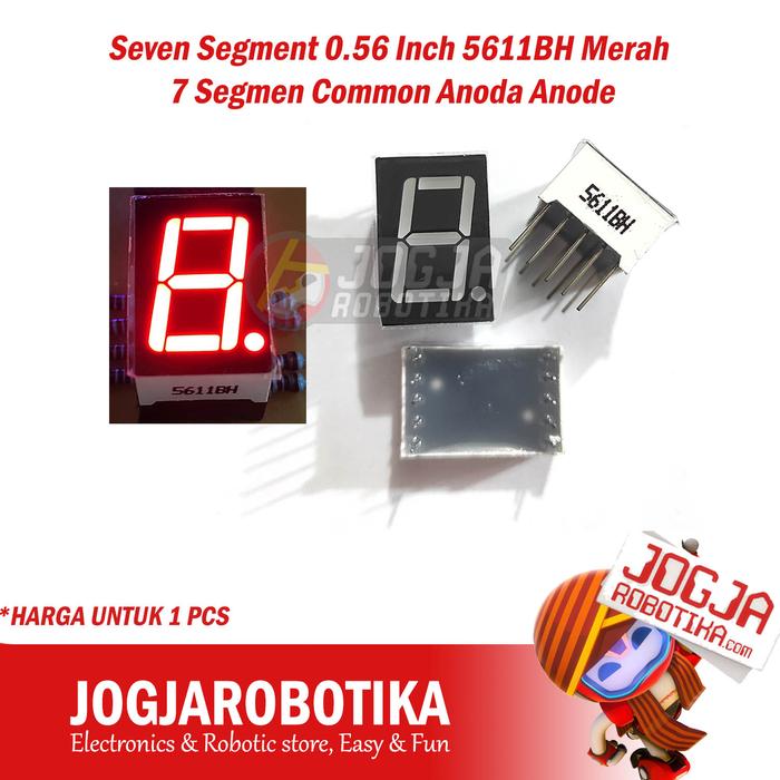 Jual Seven Segment 0.56 Inch 5611BH Merah 7 Segmen Common Anoda Anode ...