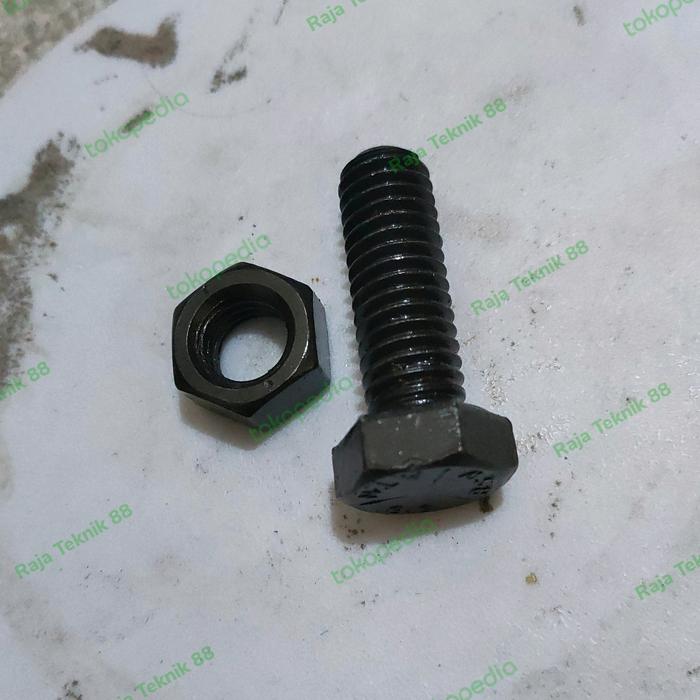 Jual baut mur hitam 1/2 x 1 1/2 /baut hitam 8.8 + mur ½ x ¹ ½ ½x1½ baut ...