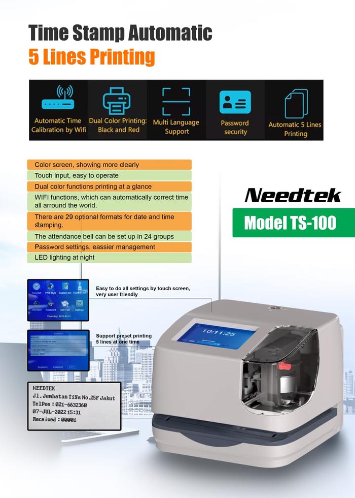 Jual Absen Needtek TS-100 / Time Stamp Automatic TS-100 - Jakarta Barat ...