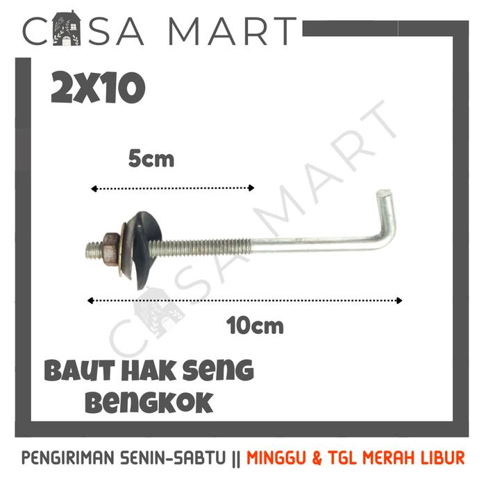 Jual Baut Hak Seng Asbes Pancing Paku Sekrup Bengkok 1/4" 6mm Roofing ...