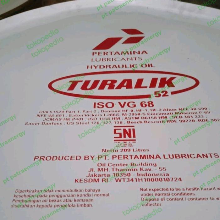 Jual Oli Hidrolik PERTAMINA TURALIK 52 iso vg 68 - Jakarta Timur - pt patraenergy | Tokopedia