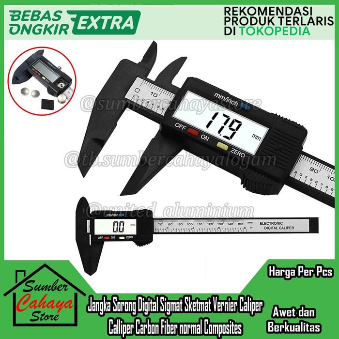 Jual Jangka Sorong Digital Sigmat Sketmat Vernier Caliper Calliper Carbon - Kota Palembang ...