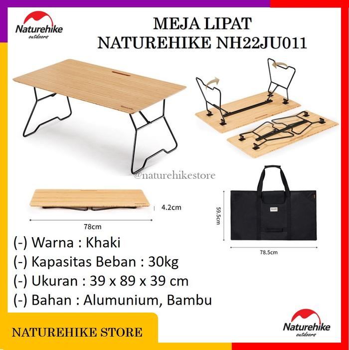 Jual Meja Lipat Naturehike NH22JU011 Folding Table Camping Besi Kayu ...