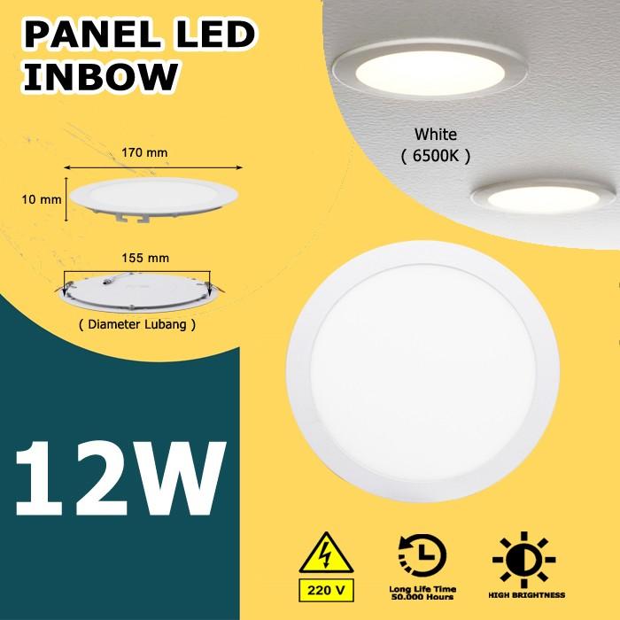 Jual lampu downlight led panel 6w 12w 18w 12w tipis inbow bulat ib ...