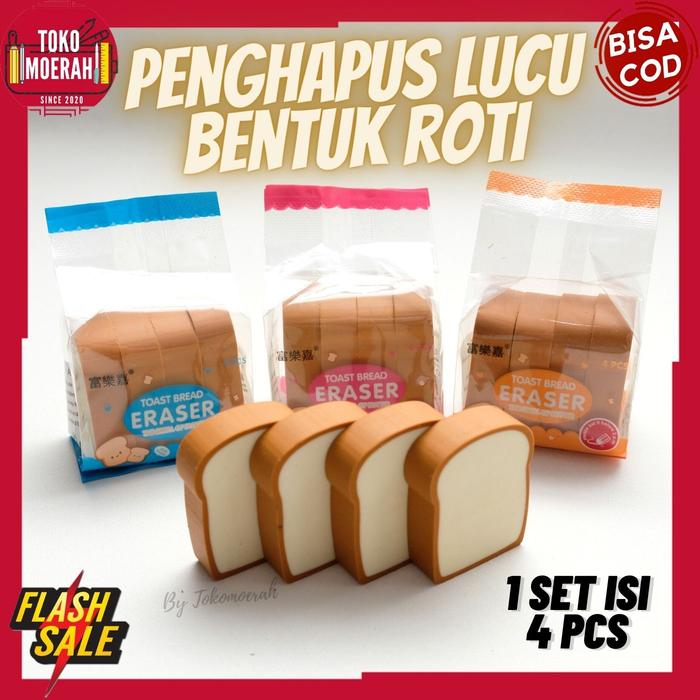 Jual PENGHAPUS ROTI PENGHAPUS PENSIL LUCU UNIK ROTI 1 SET 4pcs IMUT ...