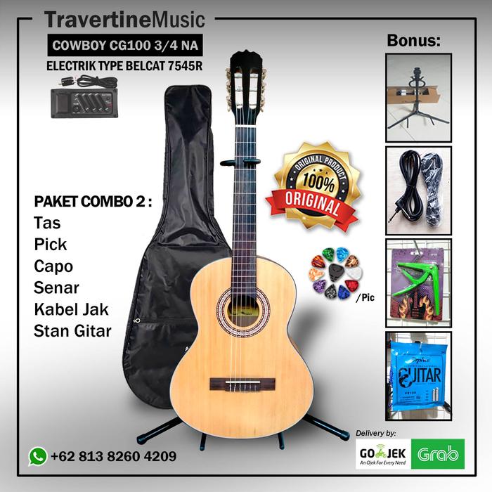 Jual Gitar Classic nilon elektrik Cowboy 3/4 tipe CG100 - Natural ...