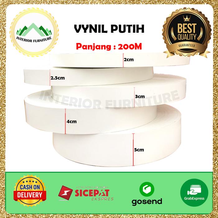 Jual Edging Putih Vynil Dop 2 cm / Vinyl Putih Doff, Isi 1 Roll (200 m ...