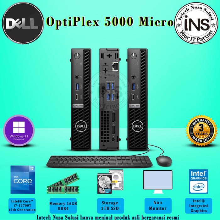 Jual CPU DELL OptiPlex 5000 Micro i7-12700T 16GB 1TB SATA/512GB/1TB SSD ...
