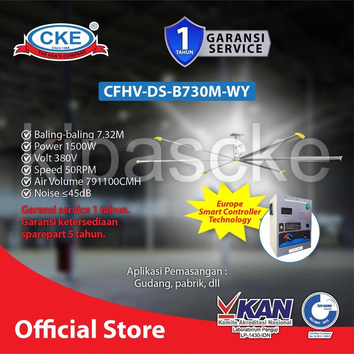 Jual HVLS Big Ceiling Fan B730M 7.3 Meter 380V 1500W Kipas Angin Besar ...