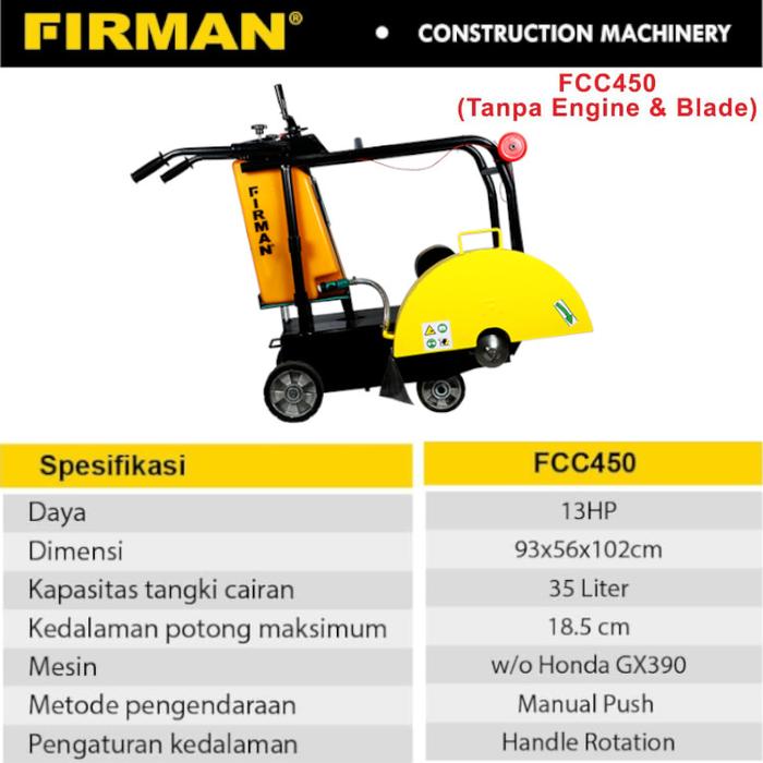 Jual Mesin Pemotong Aspal Beton FIRMAN FCC450 Aspal Concrete Cutter ...