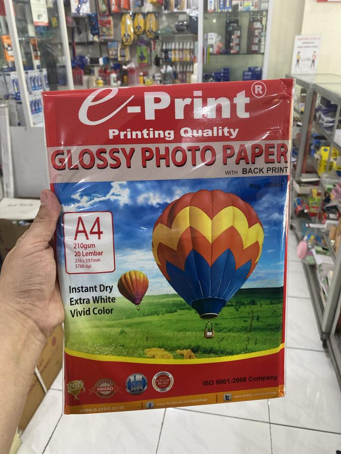 Jual Kertas Foto Glossy 210g A4 E-Print / Glossy photo paper - Kota ...