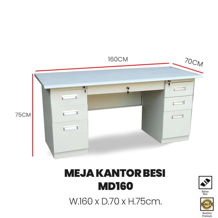 Jual Meja Kantor Besi meja tulis besi meja komputer meja direktur besi - MD-160, TANPA RAKIT ...