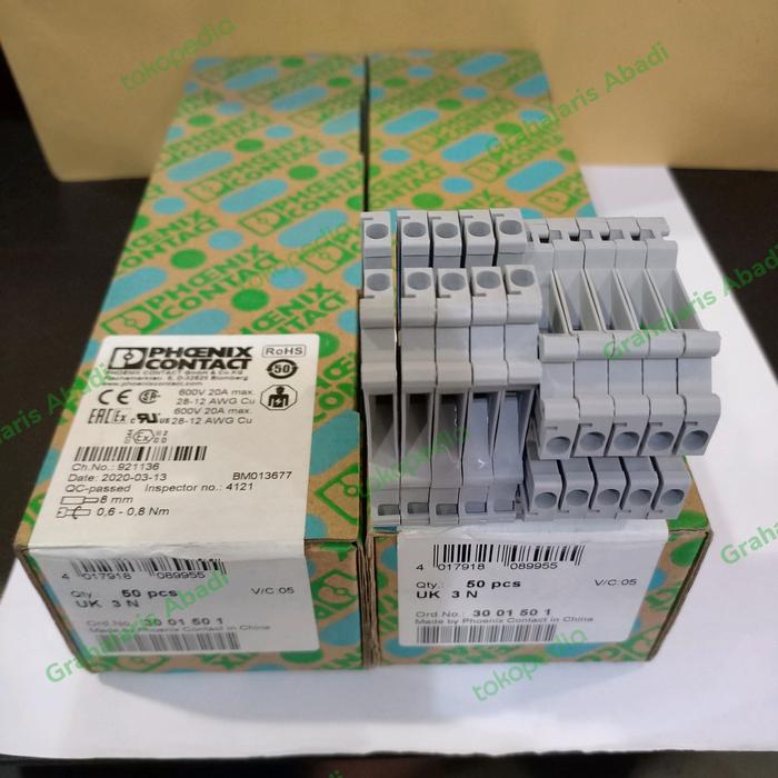 Jual terminal blok UK3N phoenix contact terminal 3001501. 2,5mm ...