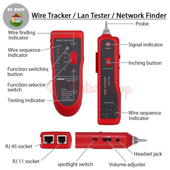 Jual Lan Tester Wire Tracker Kabel Jaringan Network Finder Rj45 Rj11 ...