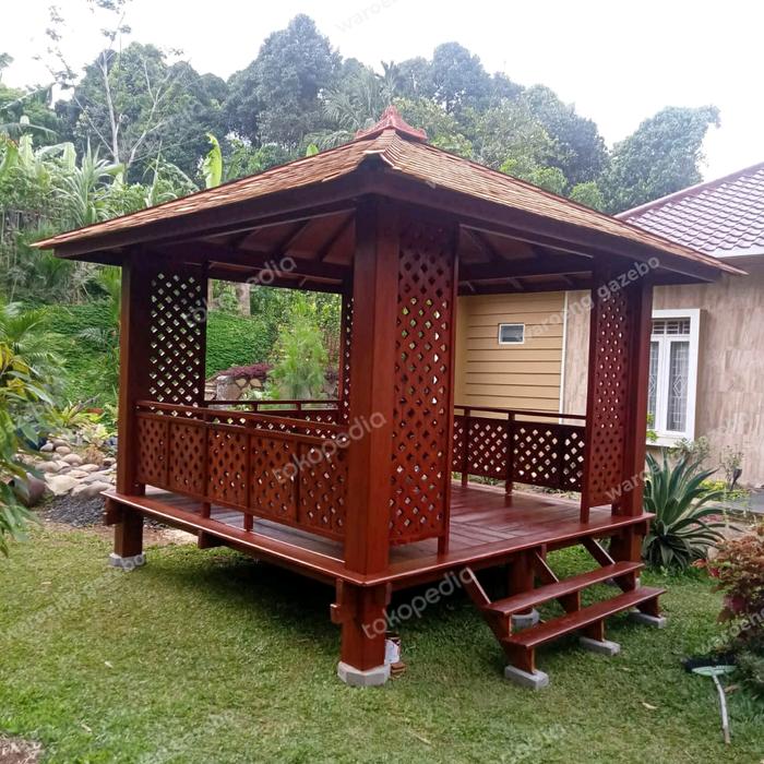 Jual Saung Gazebo Minimalis Modern 3x3m Kayu Glugu / Kelapa || Gasebo ...