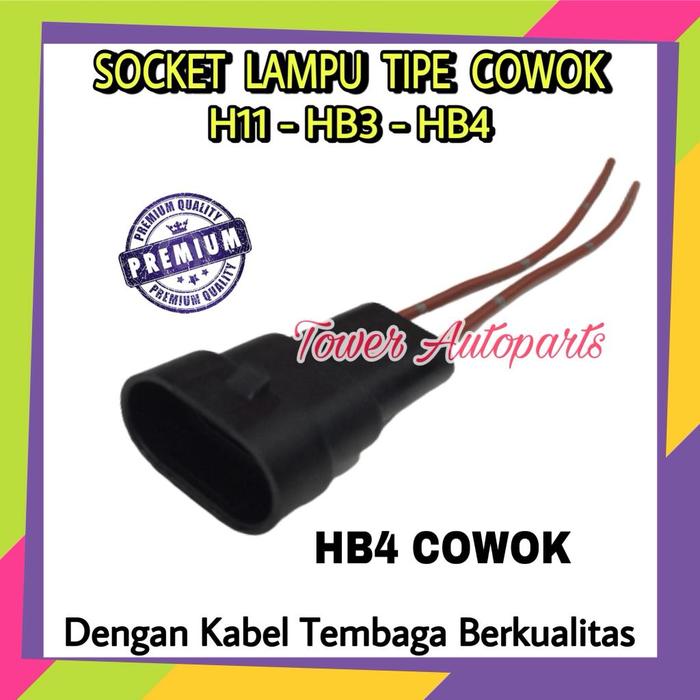 Jual Socket Bohlam H11 HB3 HB4 MALE / Soket Lampu Cowok Laki Kabel ...