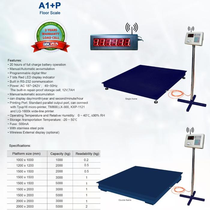 Jual Timbangan Lantai Digital 2TON D-SCALE A12E 2 TON 120cm x 120cm/2000kg - Jakarta Barat - AL ...