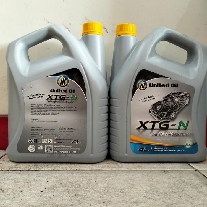 Jual Oli Mobil United Oil XTG-N SAE 10W-40 API SN/CF Kemasan 4 Liter ...