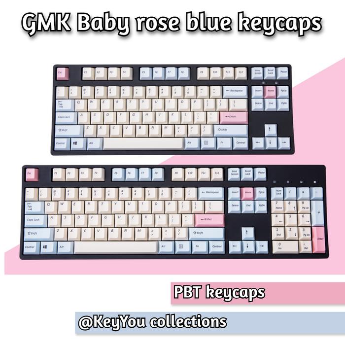 Jual GMK Baby rose blue meilan not Silent Muted keycaps set akko clone ...