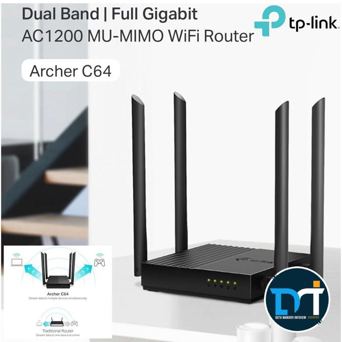 Jual TP-Link Archer C64 AC1200 Wireless MU-MIMO Dual-Band WiFi Router ...