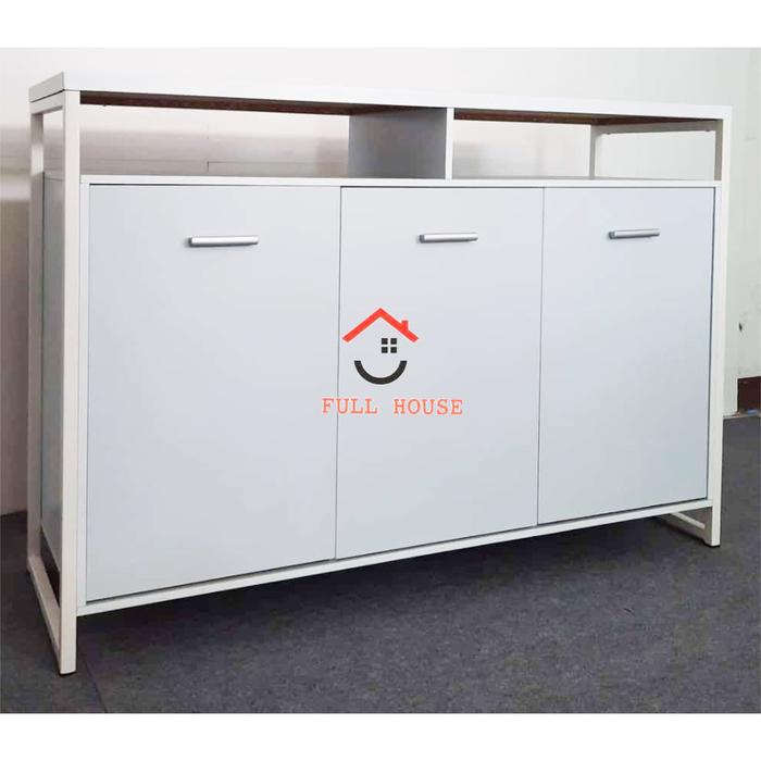 Jual buffet tv credenza minimalis white rangka kaki besi - Kab ...